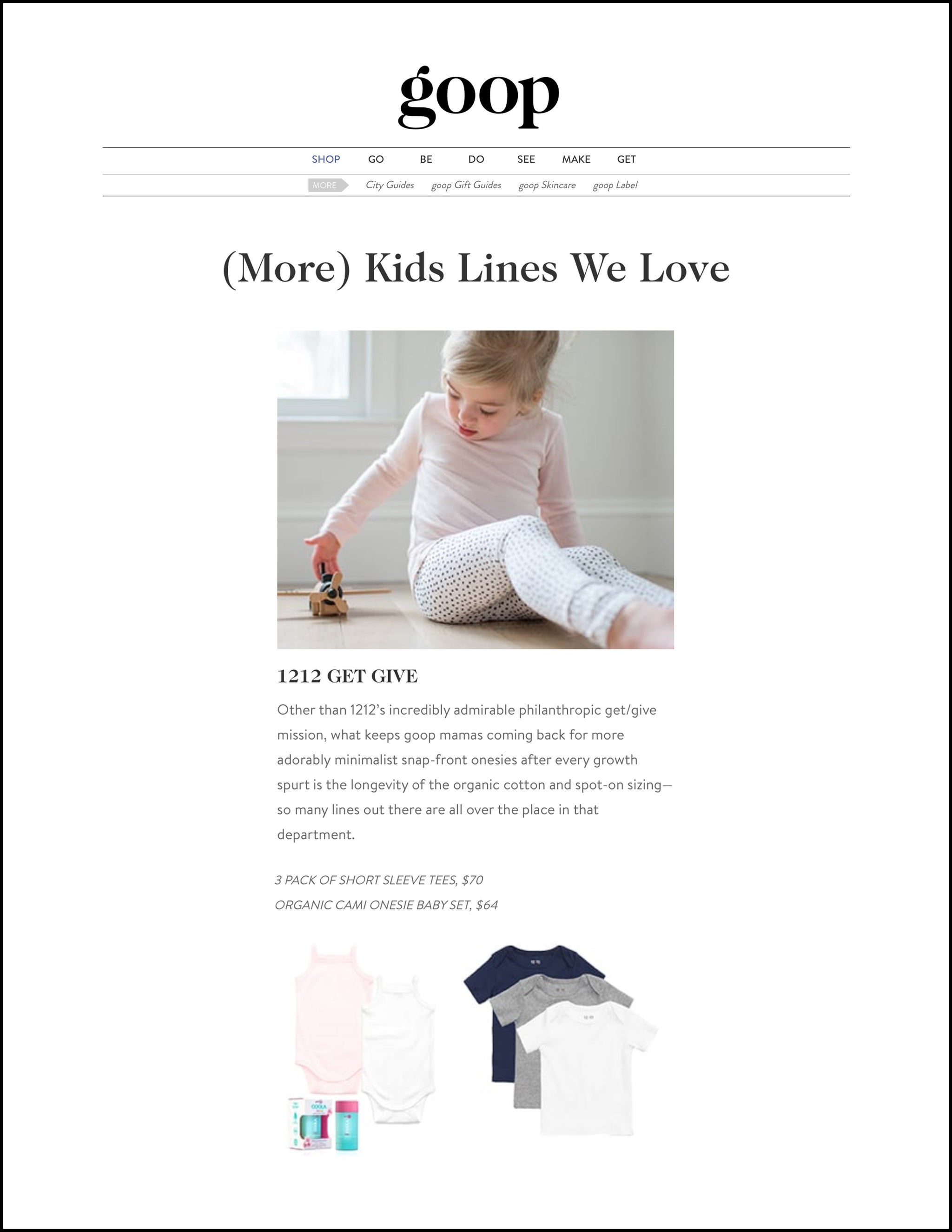 goop: (More) Kids Lines We Love, featuring 12|12